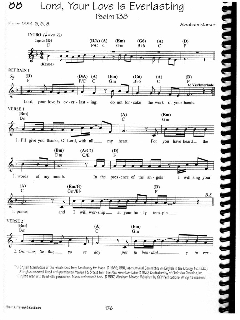 Ps. 138 Lord, Your Love Is Everlasting, Marcor, S&S88 | PDF