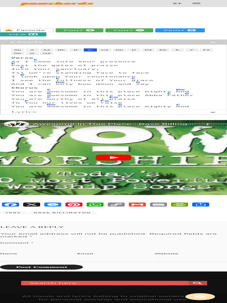 Awesome in This Place - Dave Billington - Pnwchords | PDF