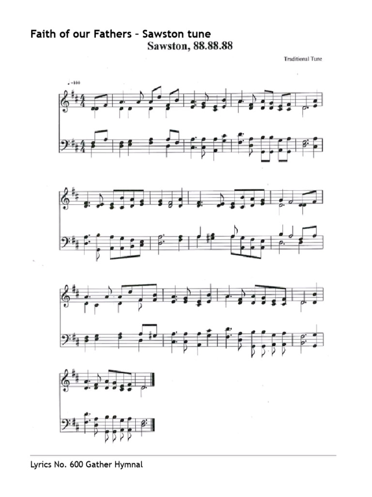 Faith of Our Fathers Sawston Tune Piano | PDF