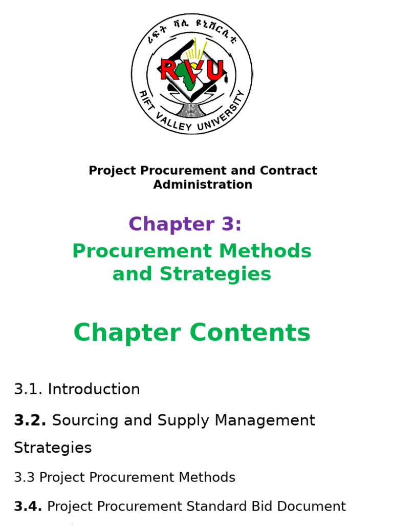 Chapter Three Procurement Methods and Strategies@ | PDF | Procurement | Supply Chain