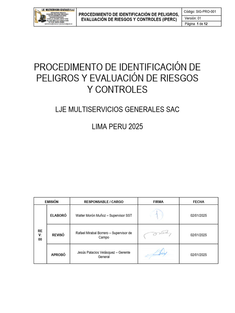 04 Procedimiento IPER | PDF | Riesgo | Seguridad y salud ocupacional