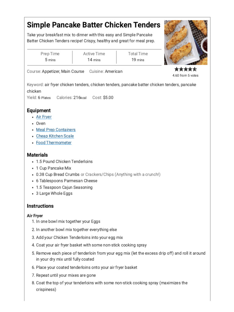 Crispy Pancake Batter Chicken Tenders | PDF