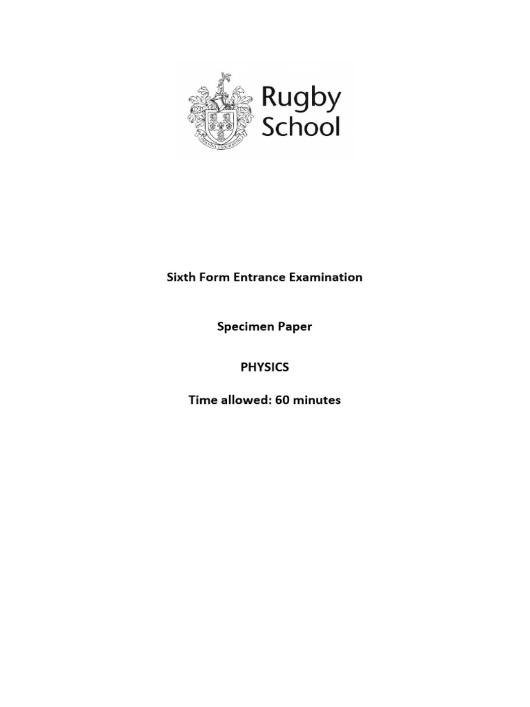 Rugby School Physics Paper 6th Form | PDF | Hertz | Frequency