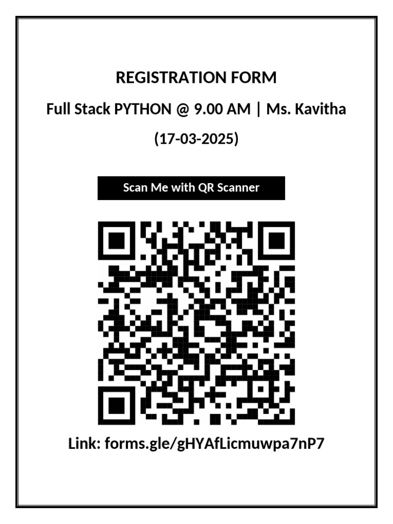 Python & Full Stack Python at 9.00 AM by Ms. Kavitha From 17th MAR 2025 ...