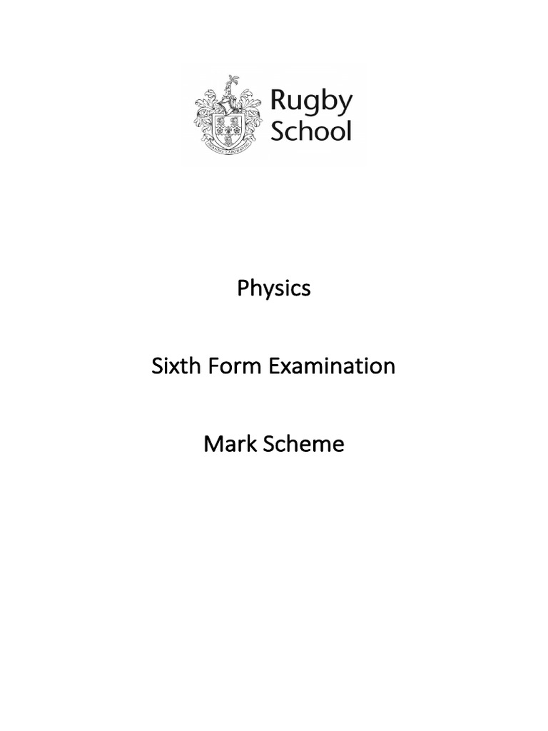 AGS Sixth Form Physics Mark Scheme | PDF