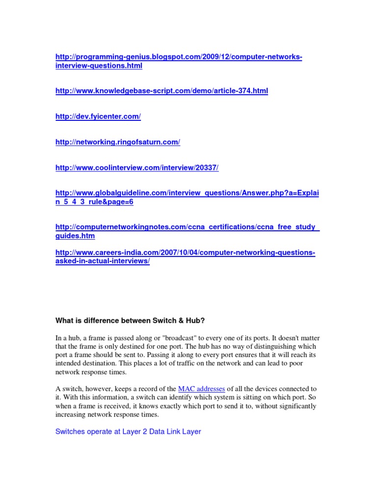 Interview Question and Answers of CCNA | PDF | Computer Network | Router (Computing)