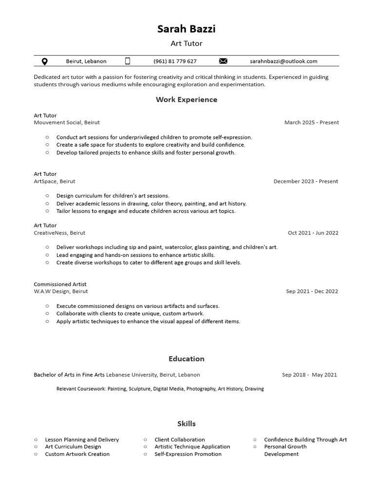 Sarah Bazzi CV Apr 2025 - Updated | PDF | Cognition | Liberal Arts ...