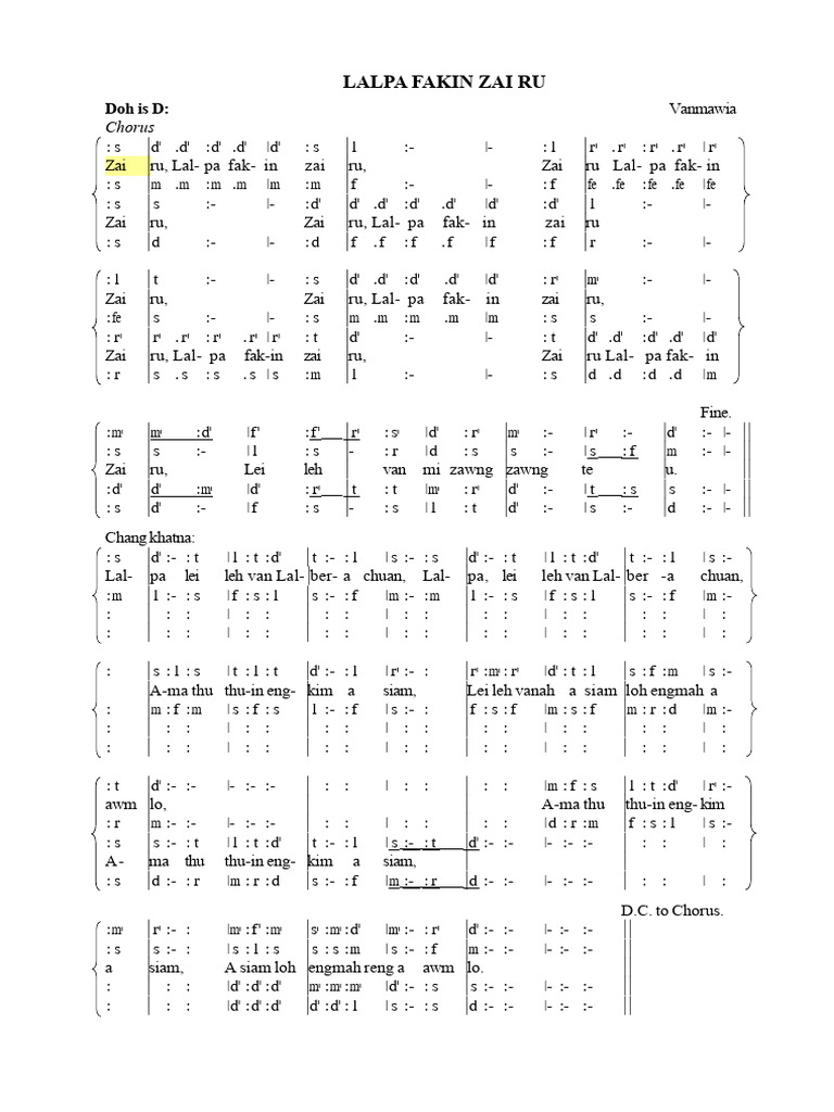 Lalpa Fakin Zai Ru - Vanmawia | PDF