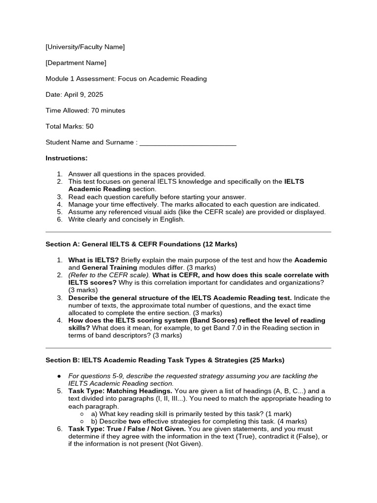 IELTS Academic Reading Assessment Guide | PDF | International English ...
