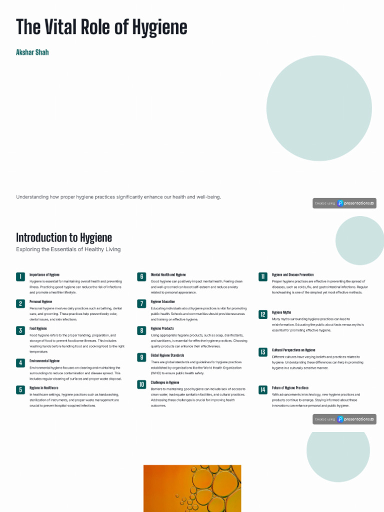 Hygiene - A Key To A Healthy Life | PDF
