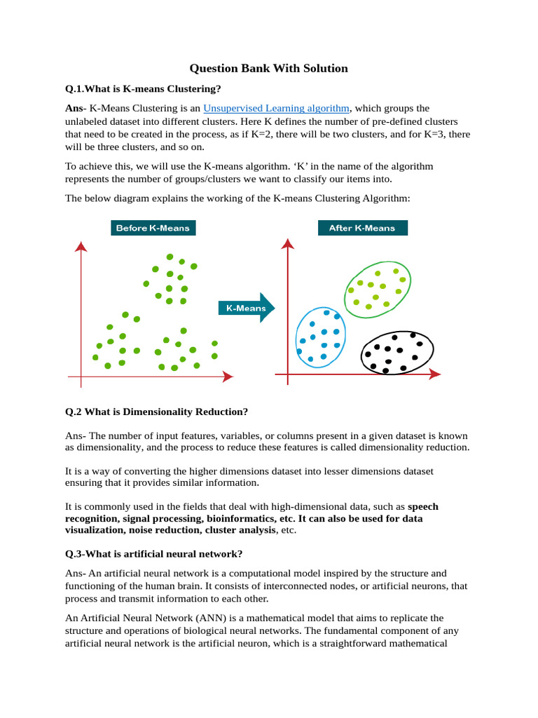 AAM Question Bank With Solution | PDF | Cluster Analysis | Machine Learning