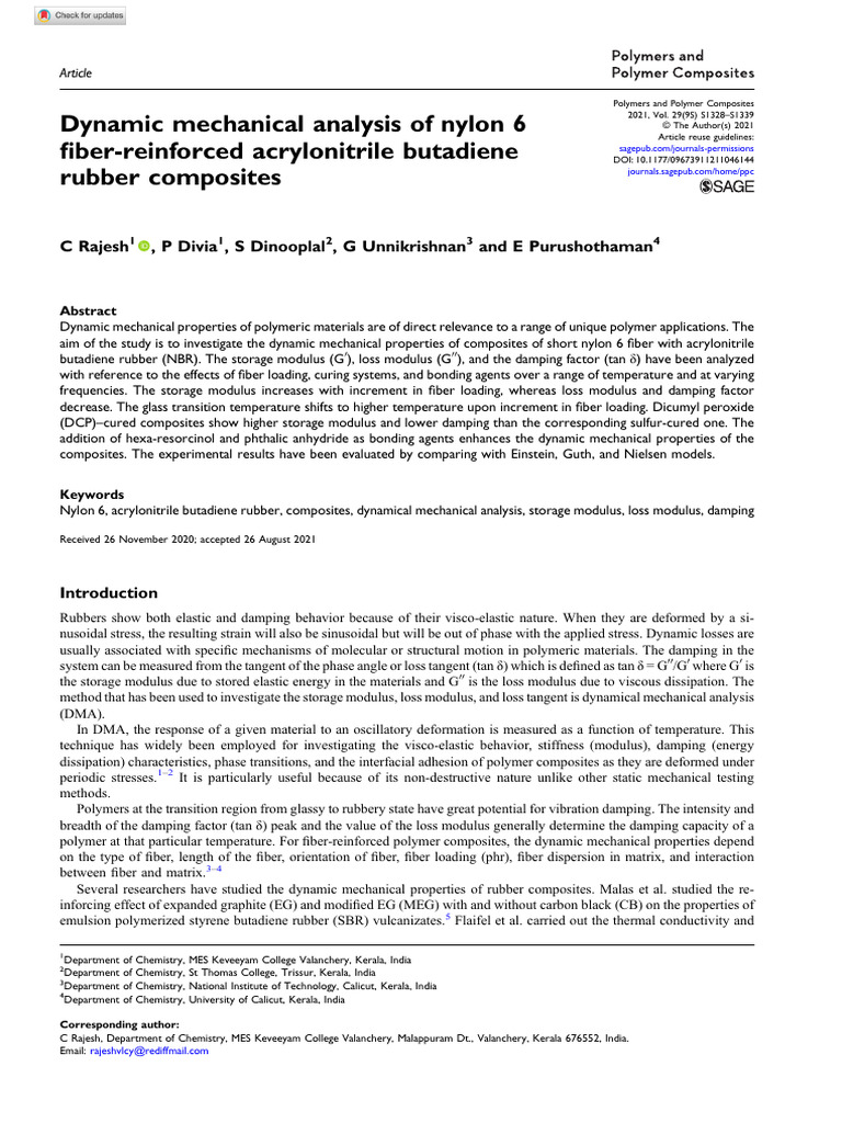 Dynamic Mechanical Analysis of Nylon 6 | PDF | Composite Material ...