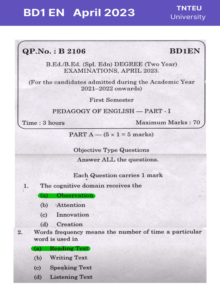 BD1 English 2023 | PDF