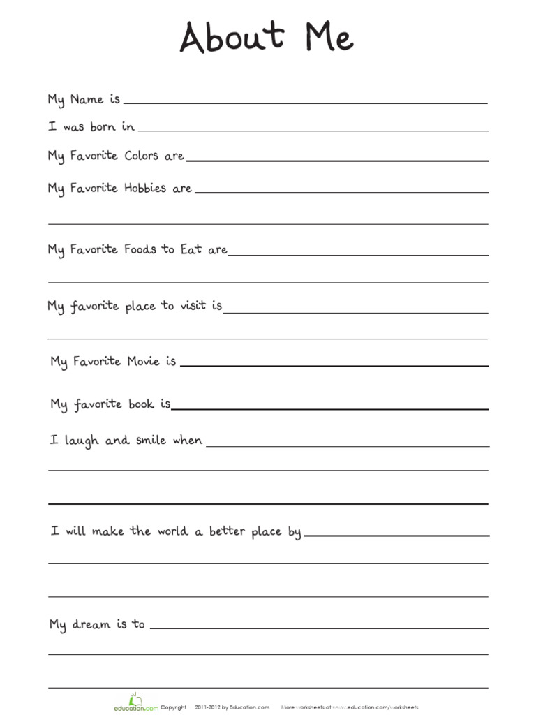 All About Me 1 Worksheet PDF | PDF