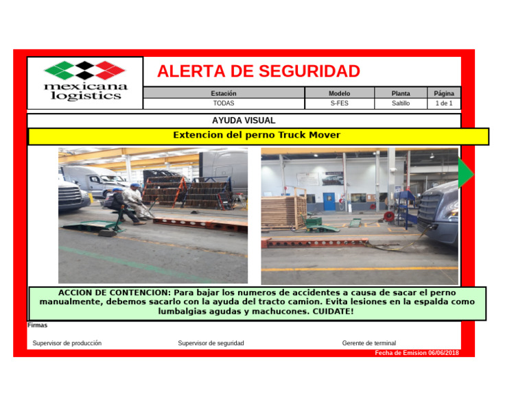 ALERTA SEGURIDAD Extencion de Truck Mover | PDF