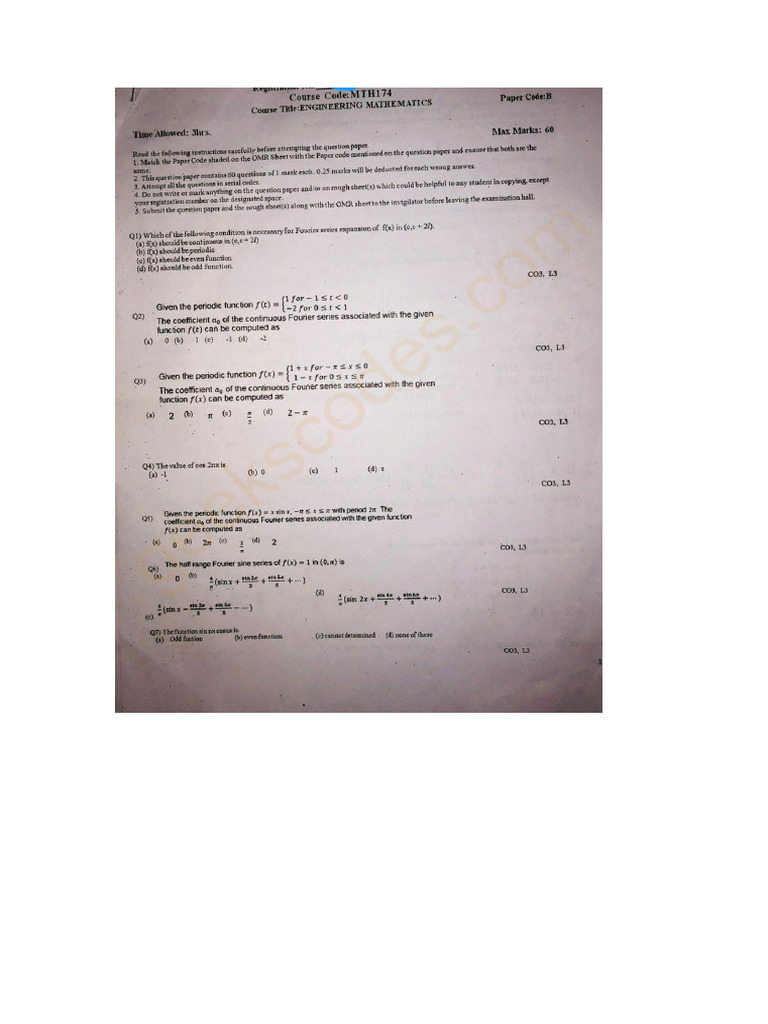 MTH174 MCQ 2022 | PDF