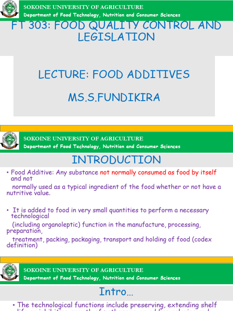 Lecture 11- FOOD ADDITIVES-2020 | PDF | Nutrition | Diet & Nutrition