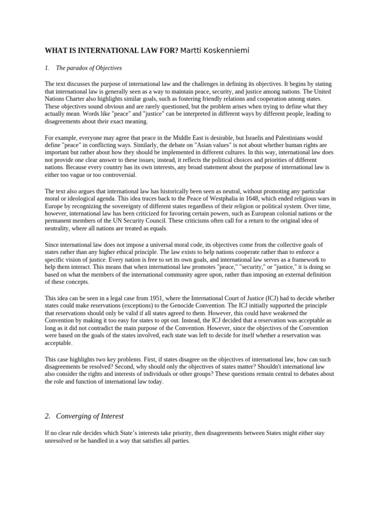 WHAT IS INTERNATIONAL LAW FOR | PDF | International Law | Philosophical ...