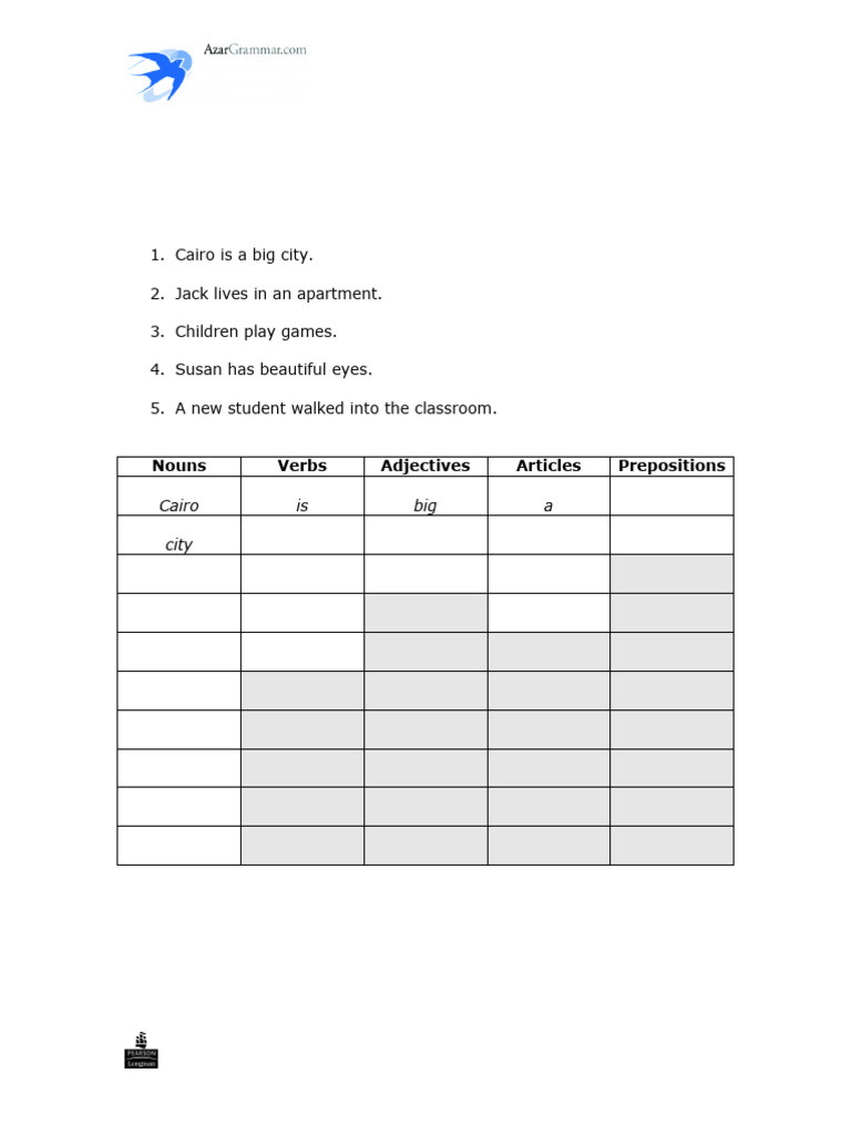 Betty Azar English Worksheets (Elementary) - Chapter 6 - Nouns and ...