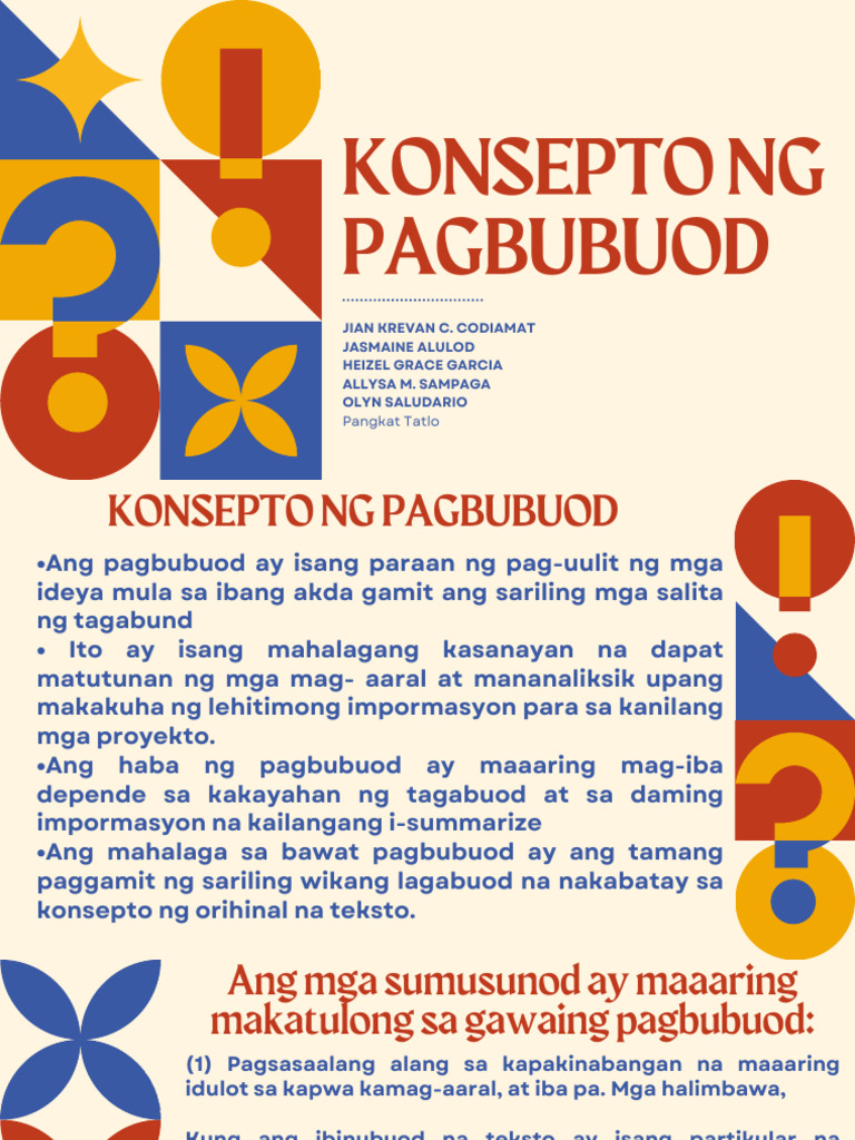 Group 3 Konsepto NG Pagbubuod | PDF