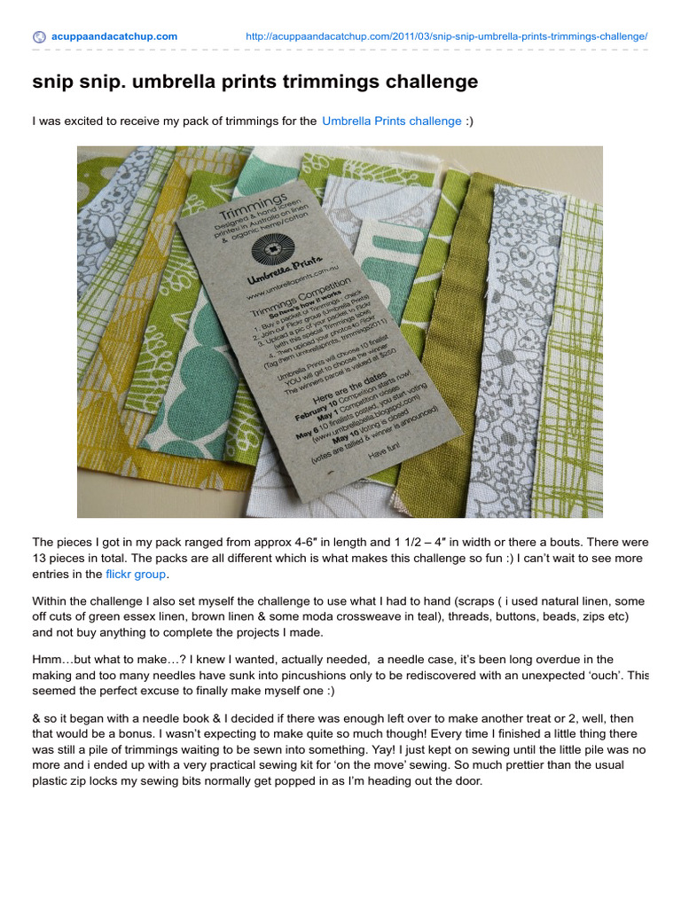 Umbrella Prints Trimmings Challenge | PDF | Embroidery | Sewing