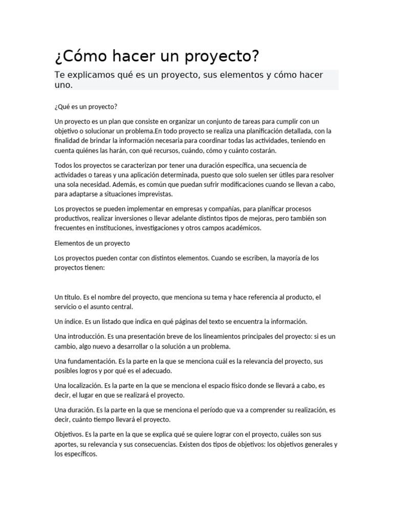 Guía para Crear un Proyecto Efectivo | PDF | Planificación