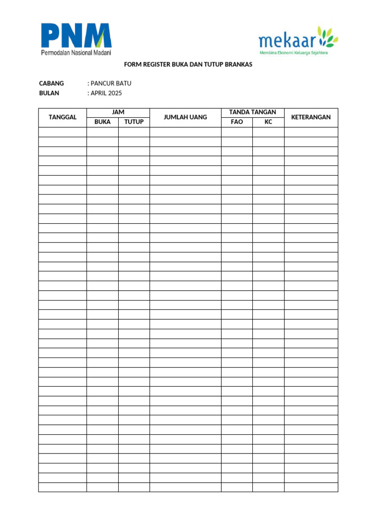 Cara Bikin Templet Log Book Brankas | PDF