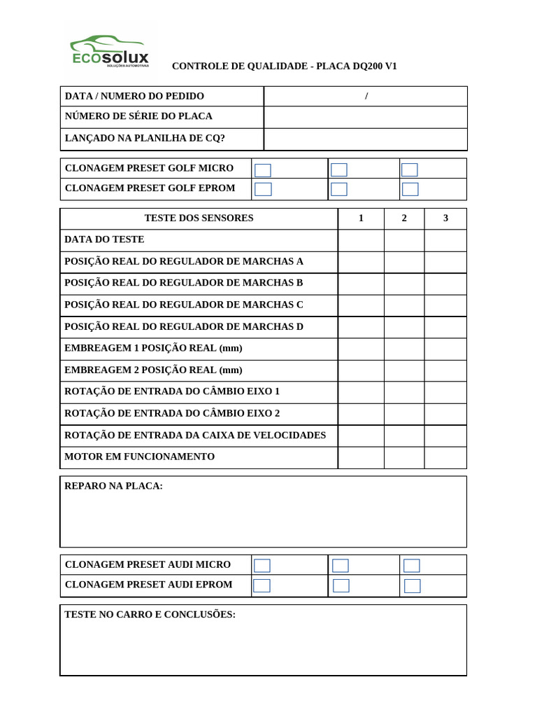 Controle de Qualidade Placa DQ200 V1 | PDF
