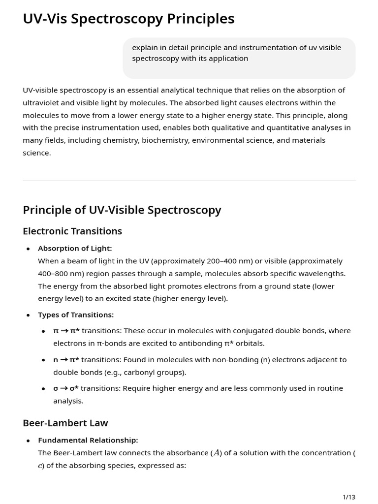UV-Vis Spectroscopy Principles | PDF | Ultraviolet–Visible Spectroscopy ...