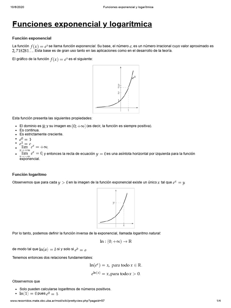 Funciones Exponencial y Logarítmica | PDF | Logaritmo | Funcion exponencial