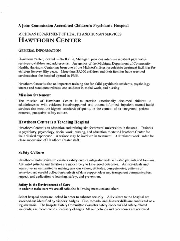 Hawthorn Center General Information | PDF