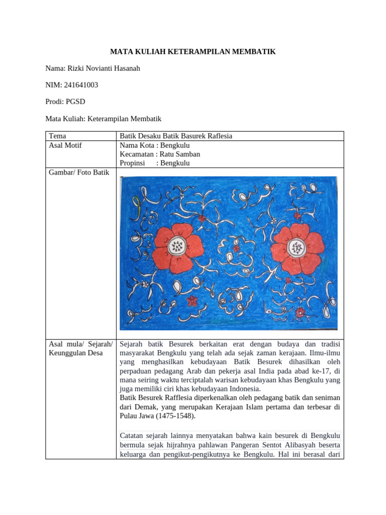 Batik Basurek Raflesia | PDF