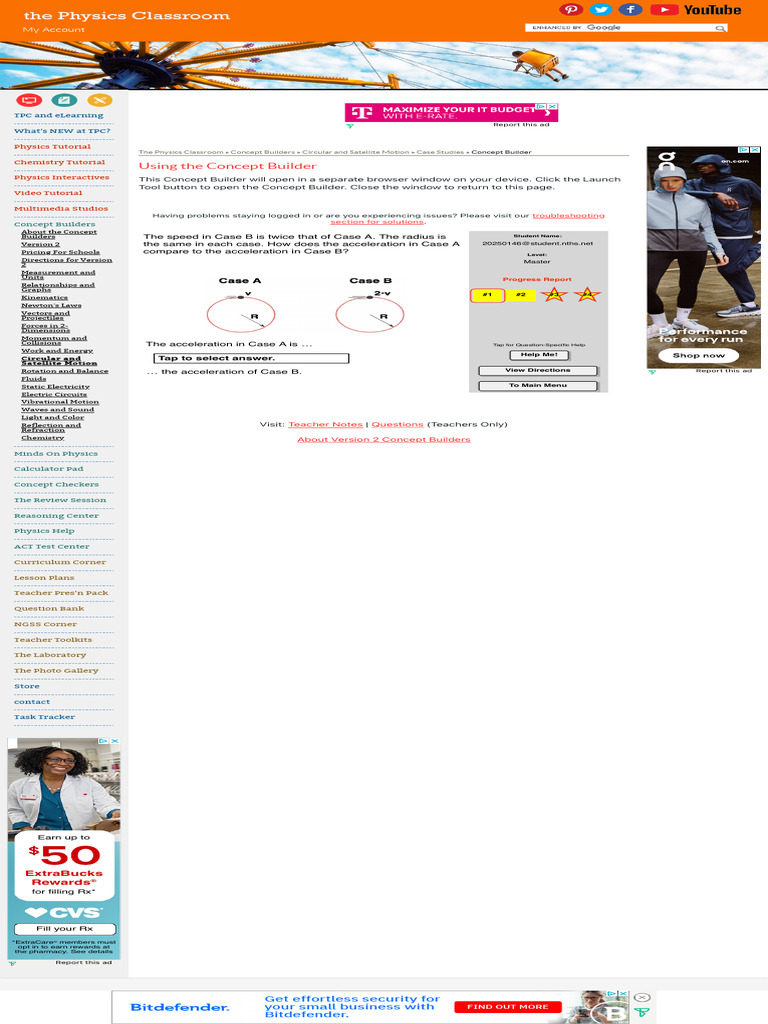 Case Studies in Circular Motion Concept Builder | PDF | Acceleration ...