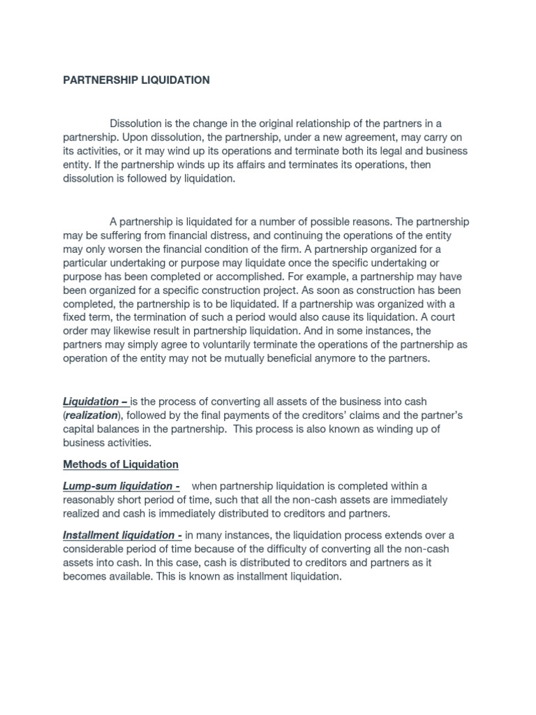Partnership | PDF | Liquidation | Partnership