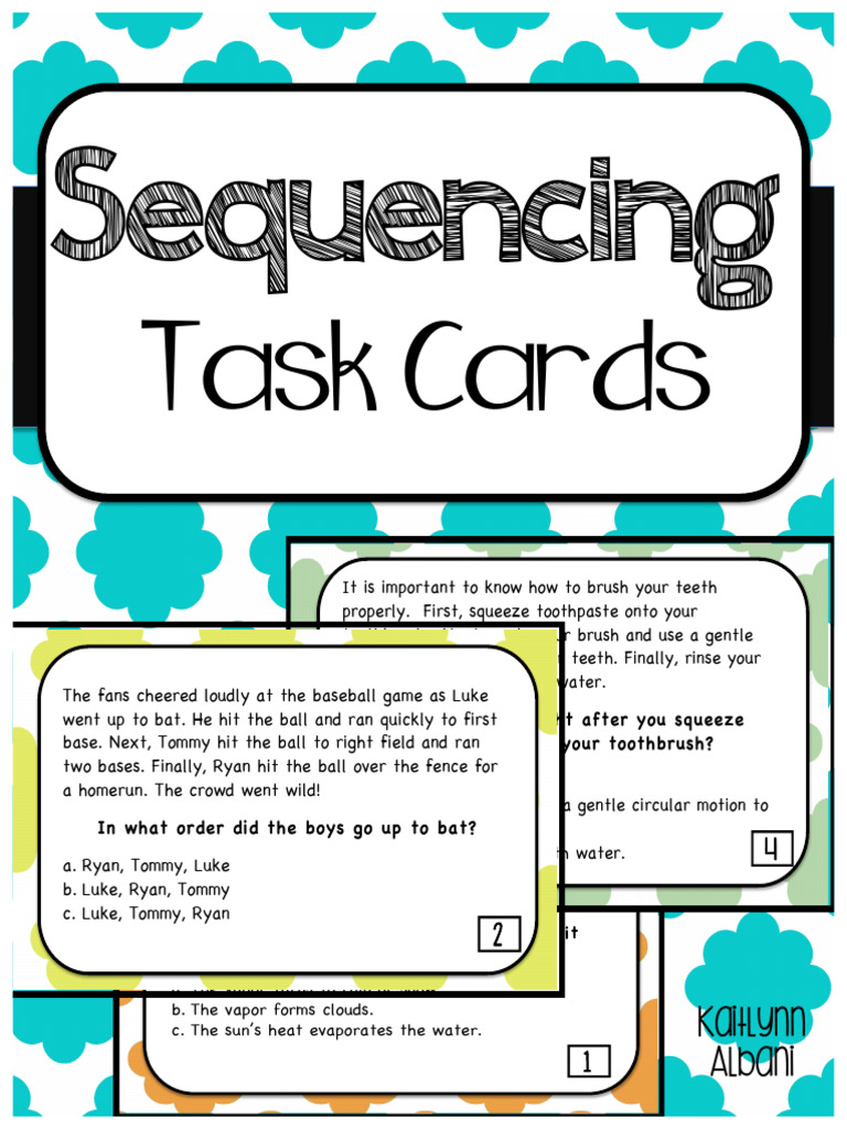 Sequencing Task Cards for Kids | PDF | Toothbrush | Water