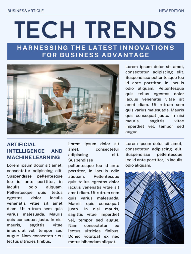 Blue Modern Tech Trends Article Page A4 Document | PDF