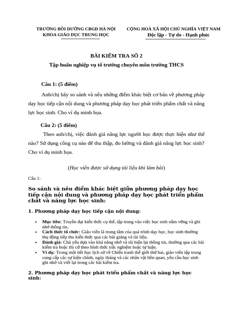 2024-Đề KT số 2 lớp TTCM THCS 6, 7 | PDF