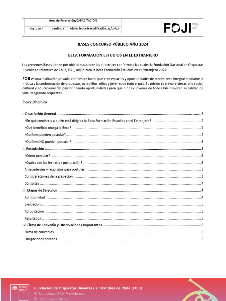 Bases 2024 Becas Formación foji | PDF | Chile