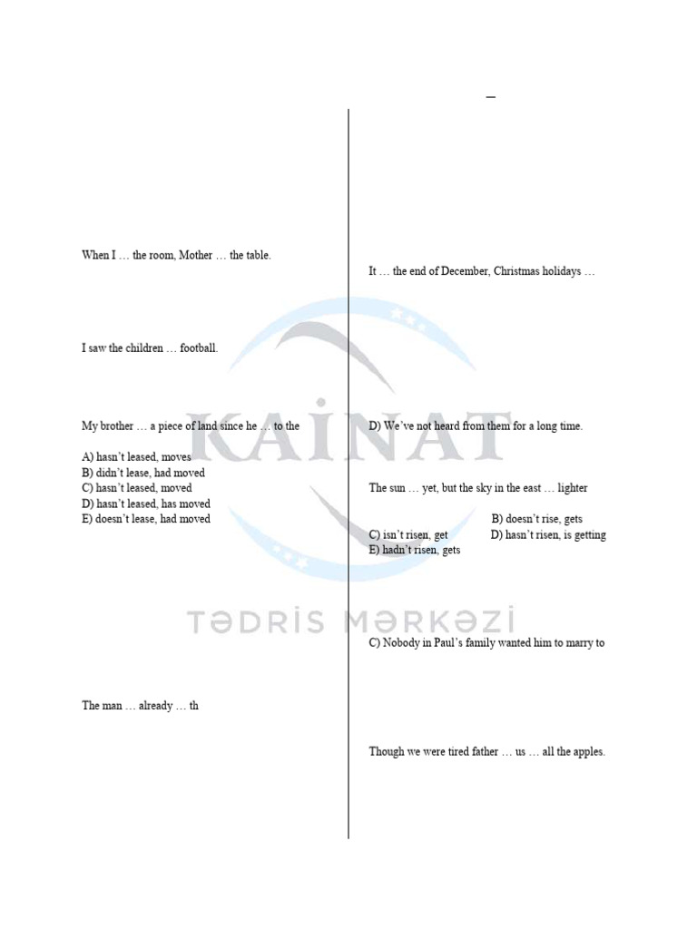 Complex Object & Tense Forms Quiz 2 | PDF