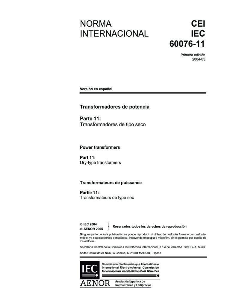 IEC 60076-11 - 2004 - Transformadores Secos | PDF