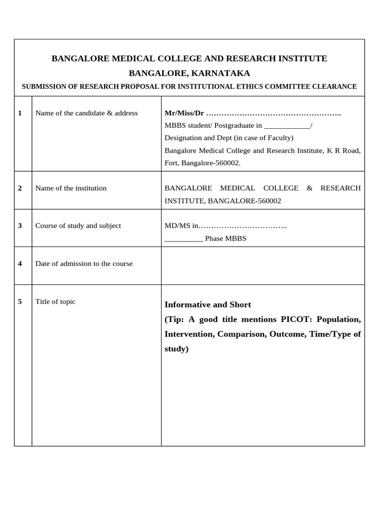Research Proposal Template | PDF | Statistics | Medical School