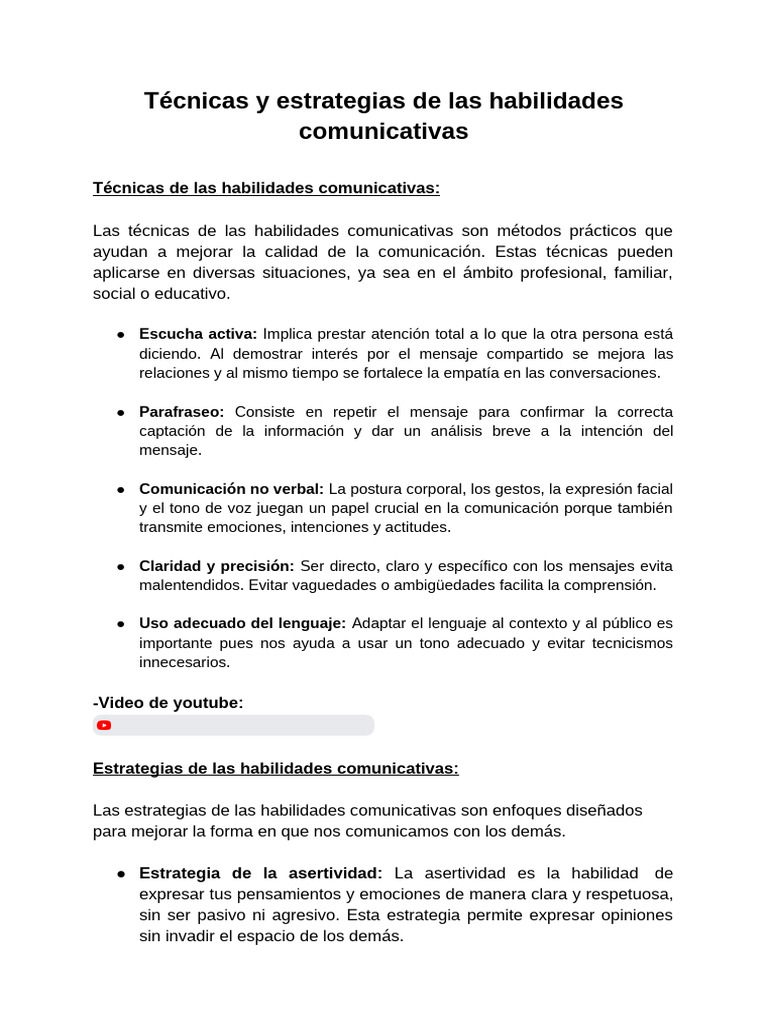 Técnicas y Estrategias de Las Habilidades Comunicativas | PDF | Comunicación | Las emociones