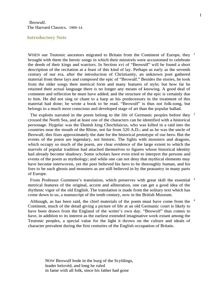 Beowulf: Epic of Teutonic Heroes | PDF | Beowulf | Geats