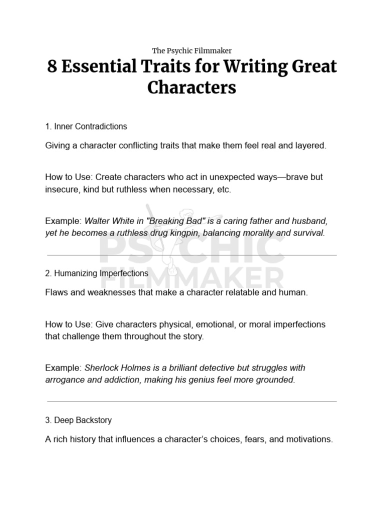 8 Essential Traits For Writing Great Characters | PDF | Batman | Psychology