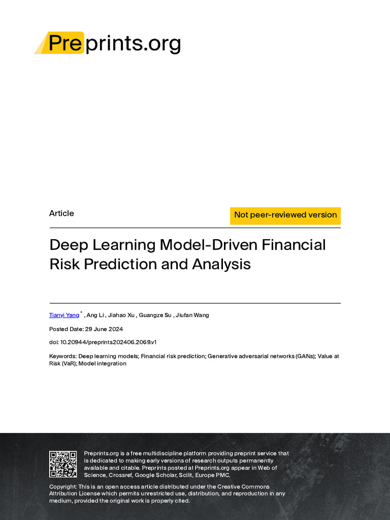 Deep Learning Model-Driven Financial Risk Prediction and Analysis | PDF | Time Series | Deep ...