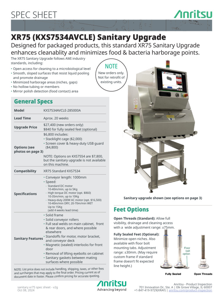 Anritsu KXS7534AVCLE (xr75) Rayon-X | PDF | Sanitation