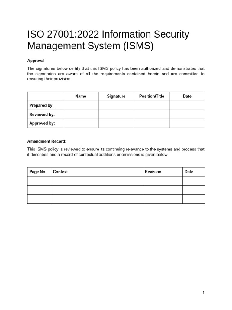 ISO 27001:2022 ISMS Policy Document | PDF | Information Security | Audit