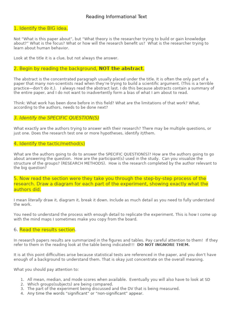 Reading Informational Text | PDF | Cognition | Cognitive Science