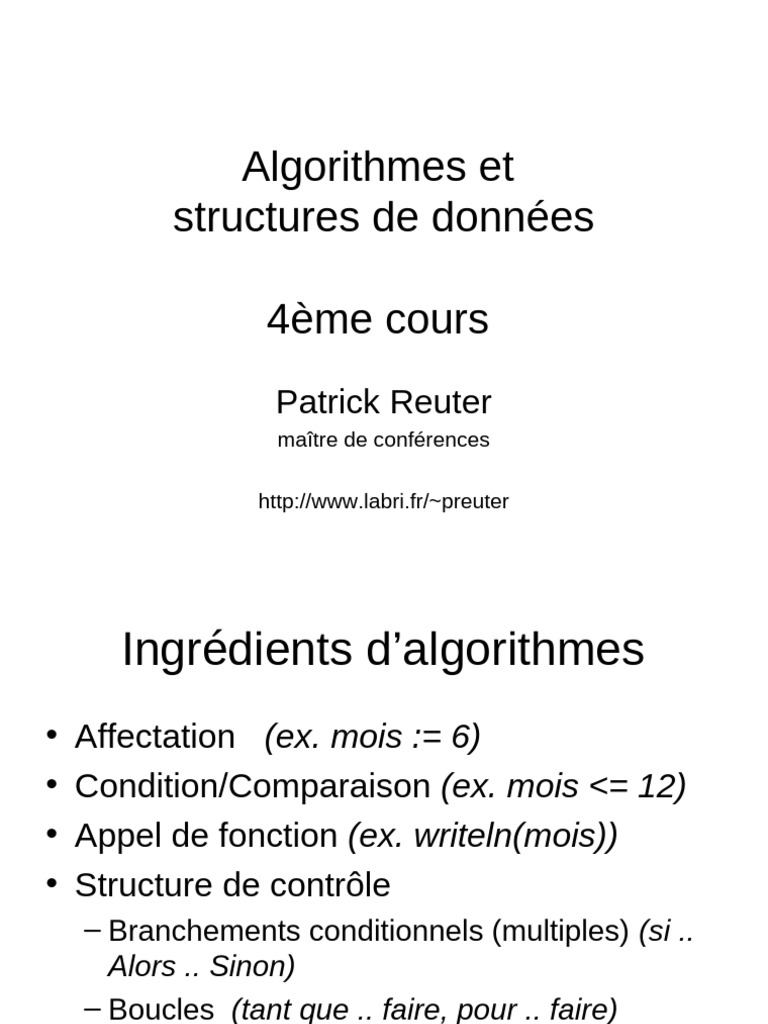 Algorithmes et Structures de Données | PDF | Architecture (Informatique) | Théorie du calcul