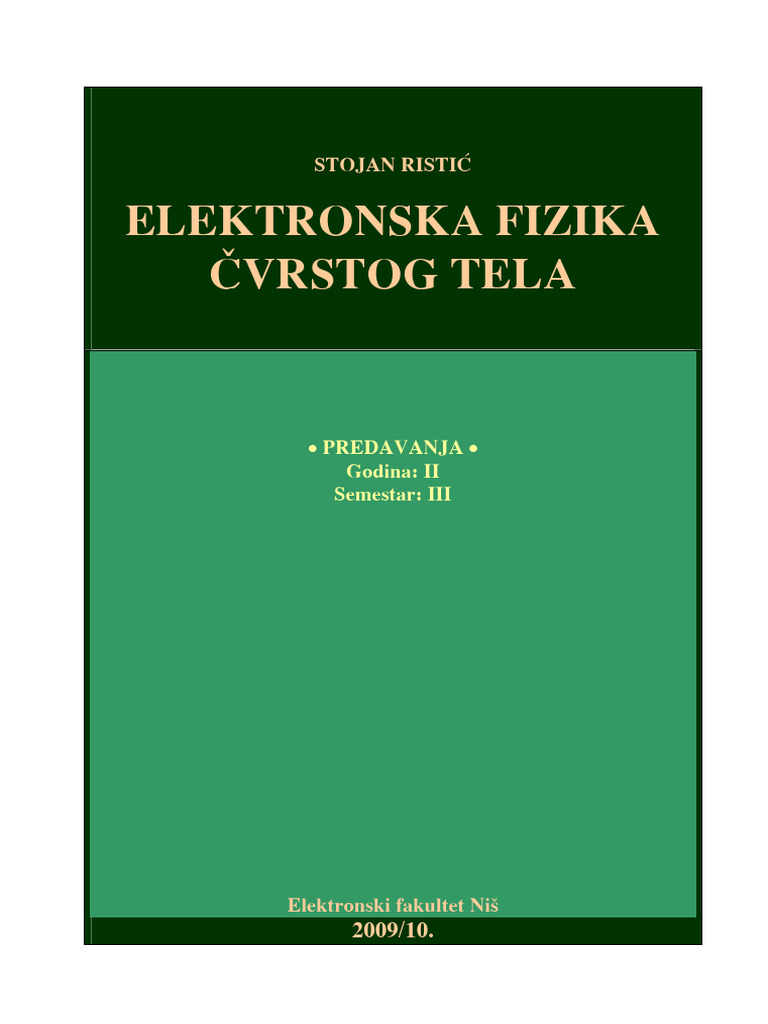 ELEKTRONSKA-FIZIKA-CVRSTOG-TELA-skripta | PDF